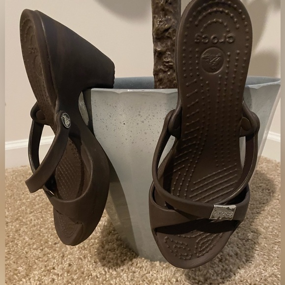 CROCS | Shoes | Crocs Brown Platform Crocs Size 8 Wide | Poshmark